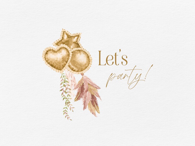 Watercolor Balloons Clipart, Boho Balloons Compositions, Girls Baby ...