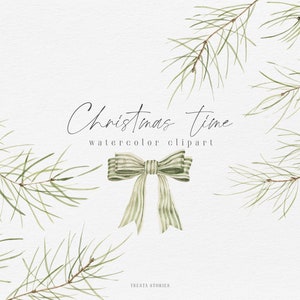 Christmas Watercolor Clipart Set, Hand Painted Christmas Greenery ...