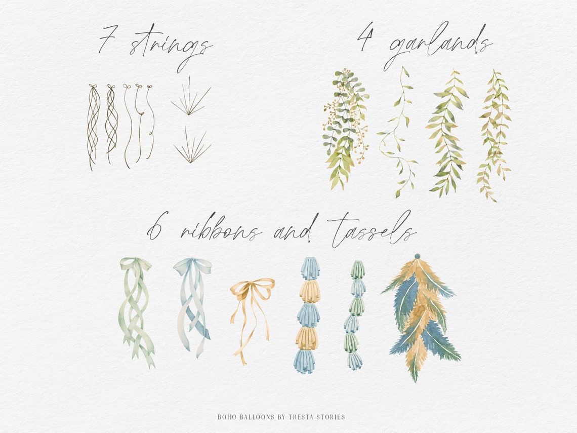 Watercolor Boho Balloons Clipart, Boho Nursery Decor, Baby Shower ...