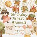 Watercolor Birthday Clipart, Forest Animals Party Decorations - Etsy
