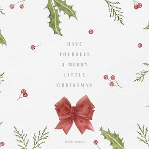 Christmas Watercolor Clipart Set, Hand Painted Christmas Greenery ...