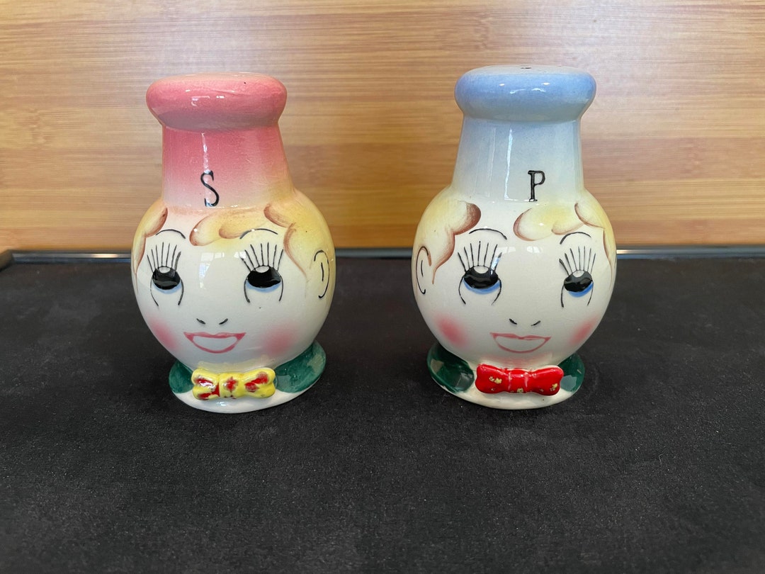 Vintage Chef Head Salt & Pepper Shakers, Made in Japan, Ceramic - Etsy