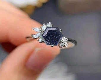 Blue Sandstone Wedding Ring - Etsy