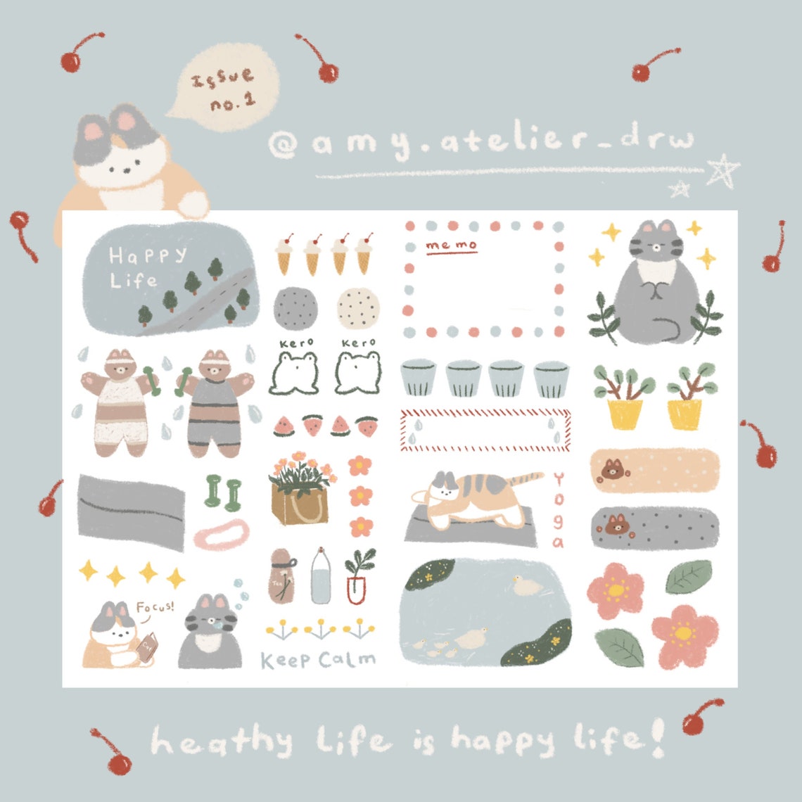 32 Cute Digital Healthy Lifestyle Stickers Printable - Etsy