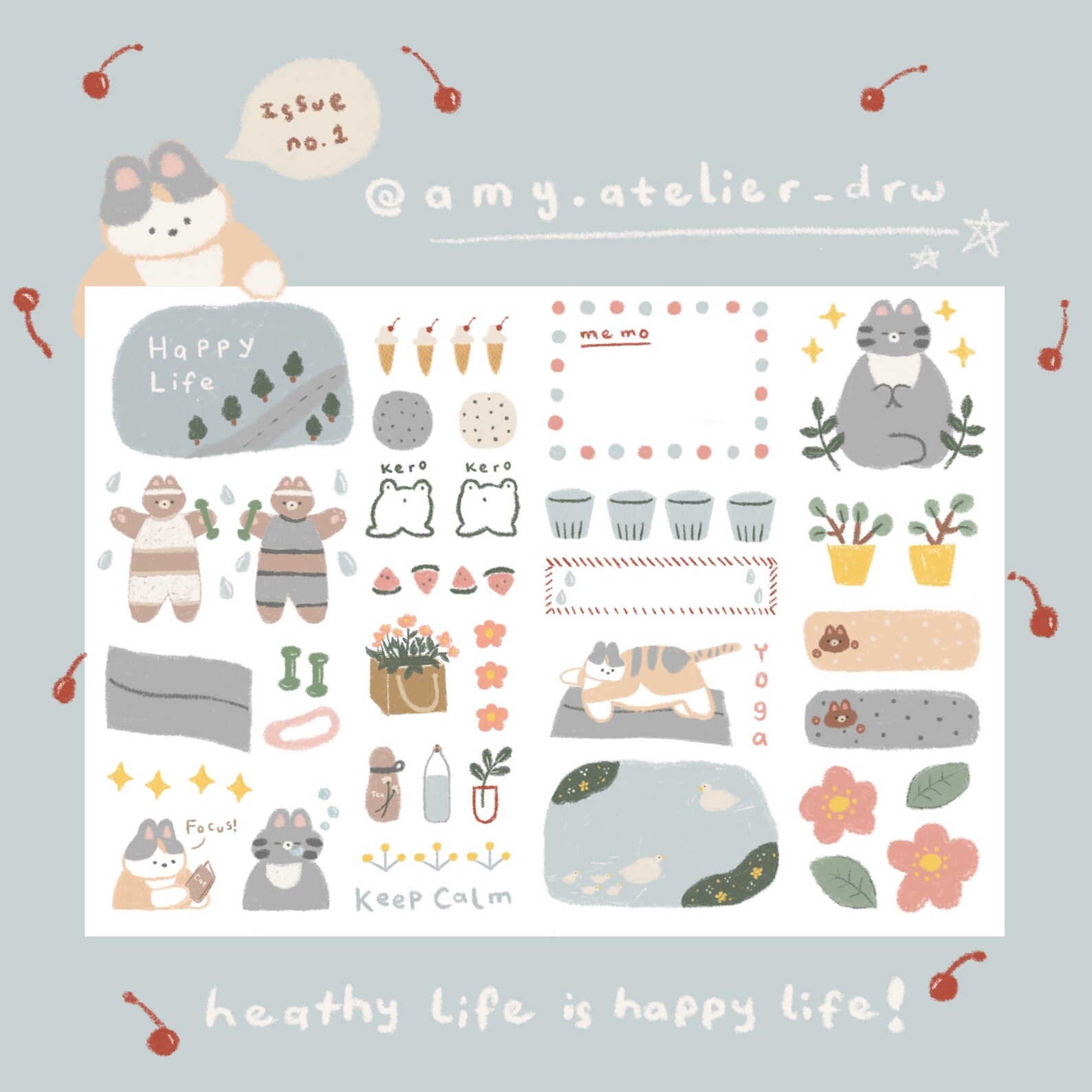 32 Cute Digital Healthy Lifestyle Stickers Printable - Etsy