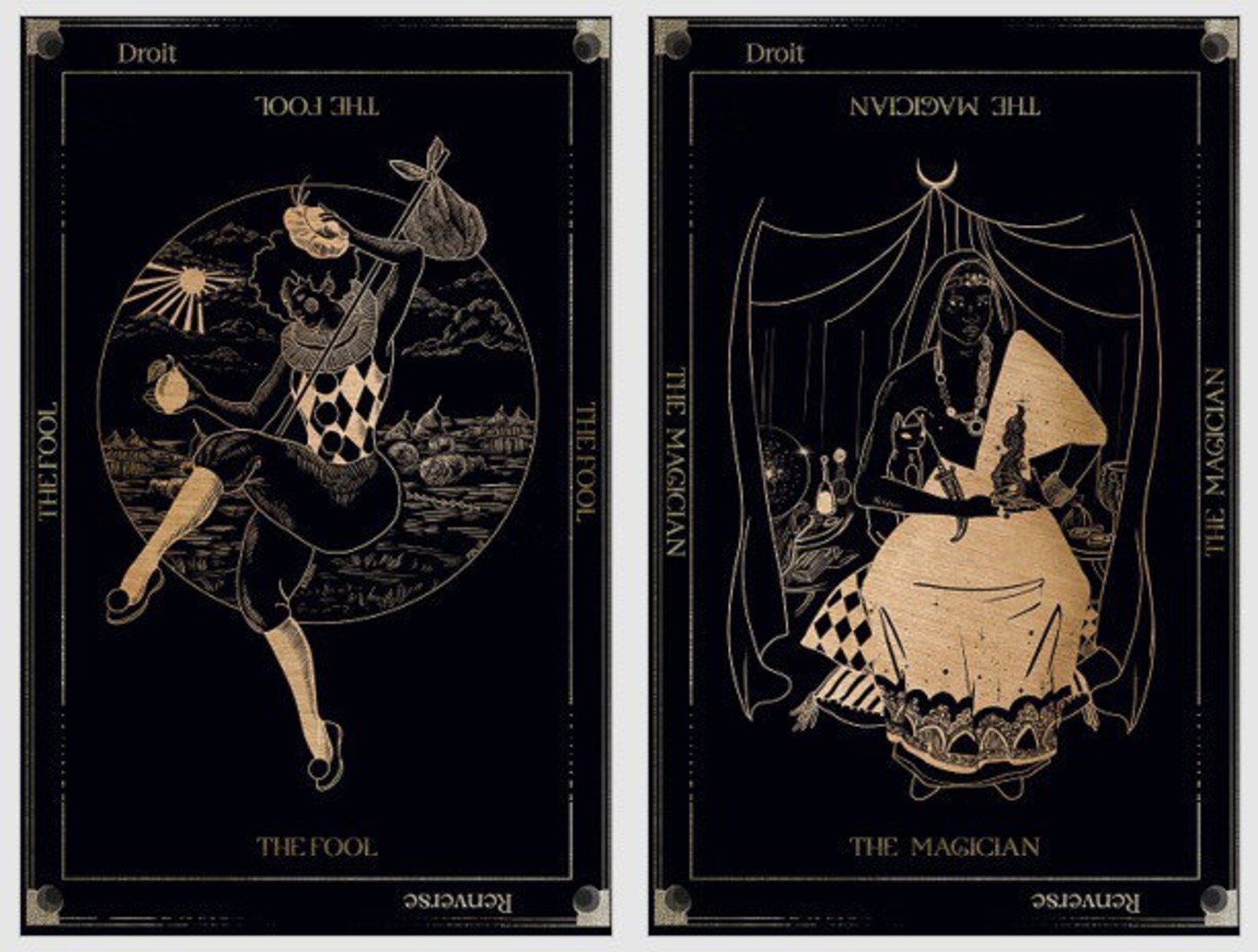 Golden Magic Tarot Deck. Black and Gold Tarot Cards - Etsy