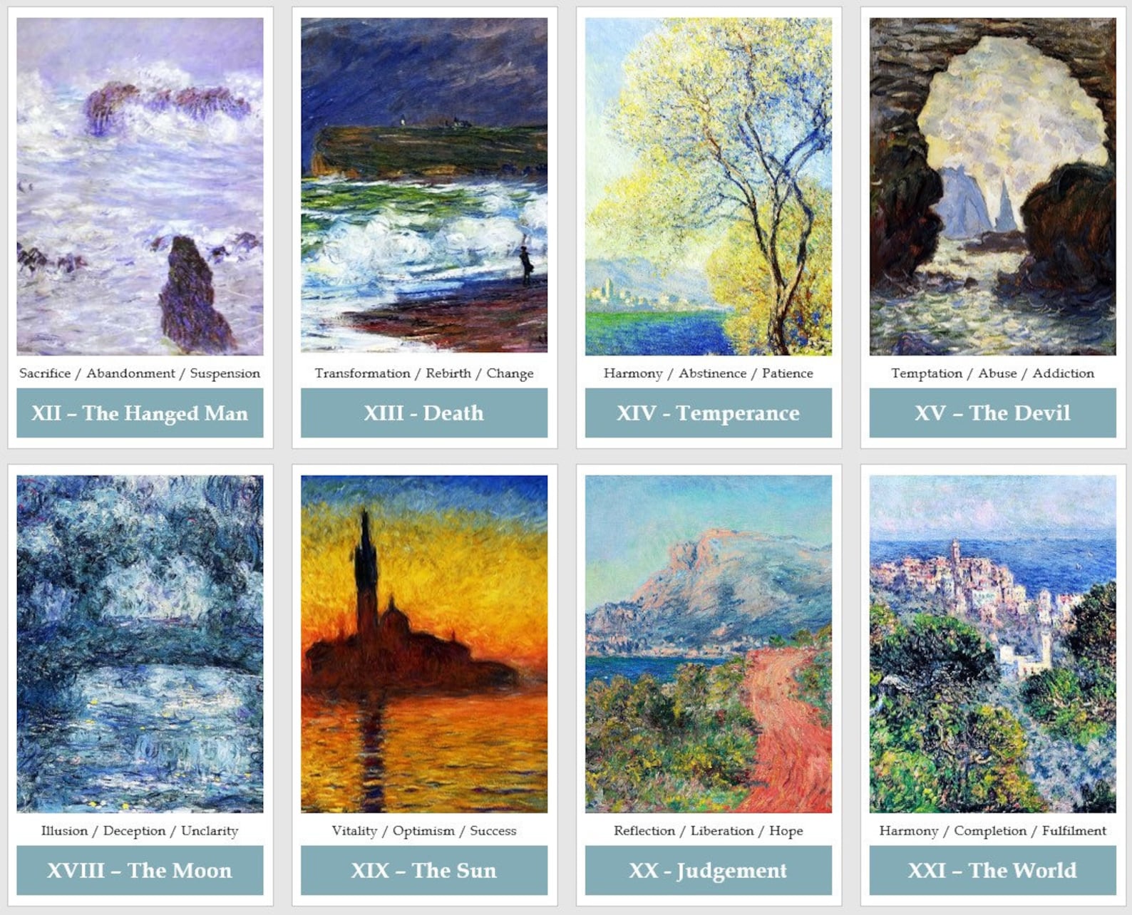 Claude Monet Tarot Deck. Vintage Tarot Cards - Etsy
