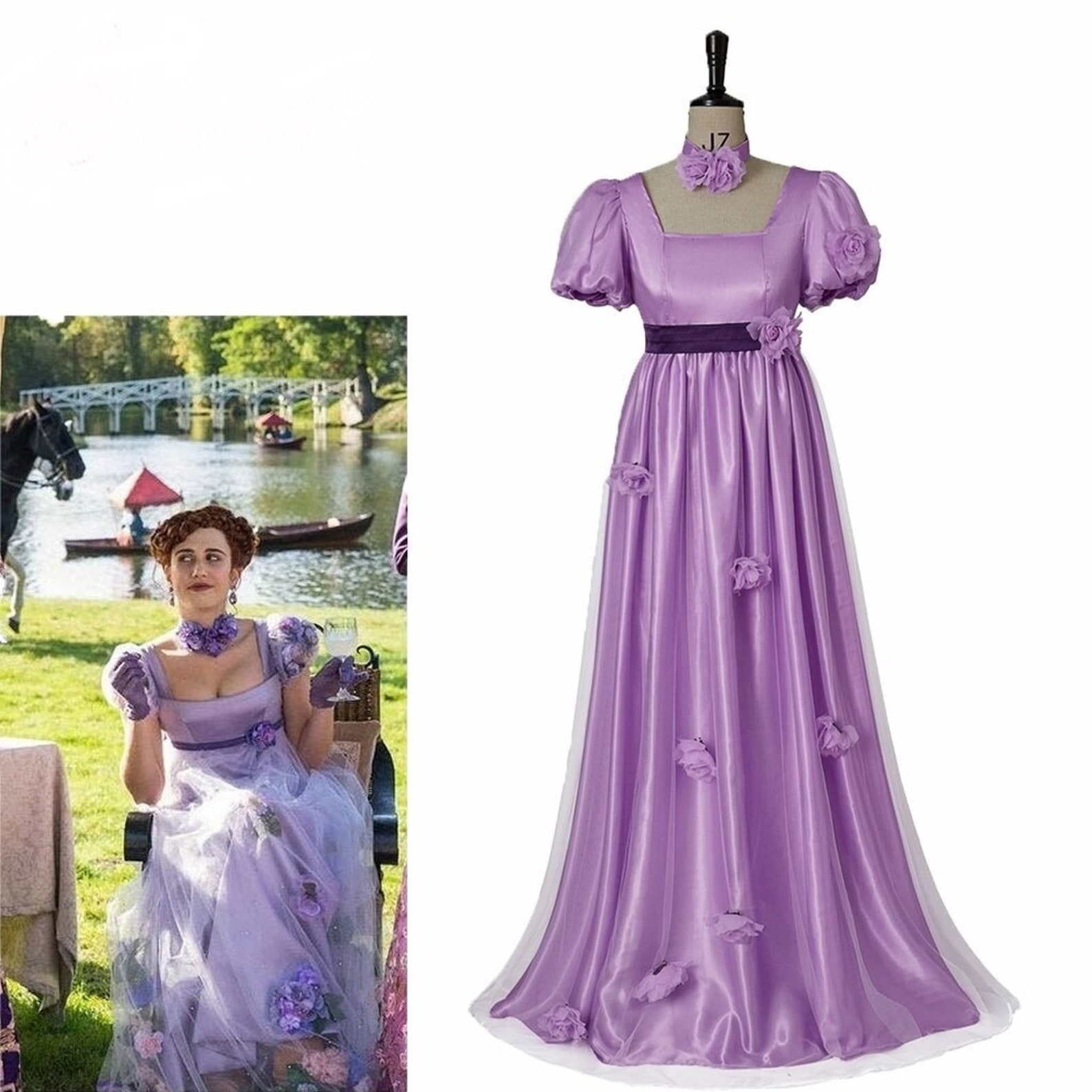 Bridgerton Dress Lady Philippa Featherington, Regency Dress, Tea Party ...