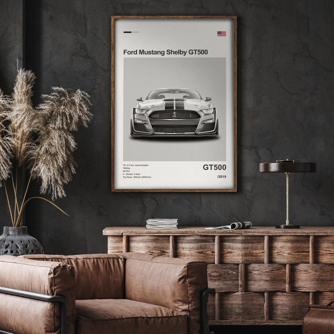 Ford Mustang Shelby GT500 Poster Mid Century Modern Car - Etsy