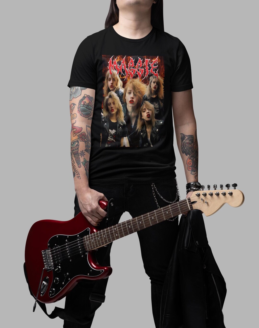 Custom Bootleg Shirt, Black Metal Font, Personalized Photo Shirt, Heavy ...