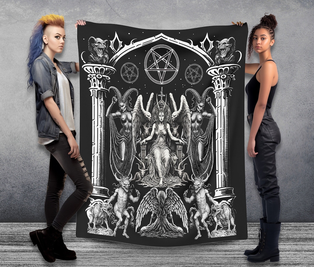 Goth Blanket, Baphomet Blanket, Gothic Home, Goth Bedding, Fall Throw ...