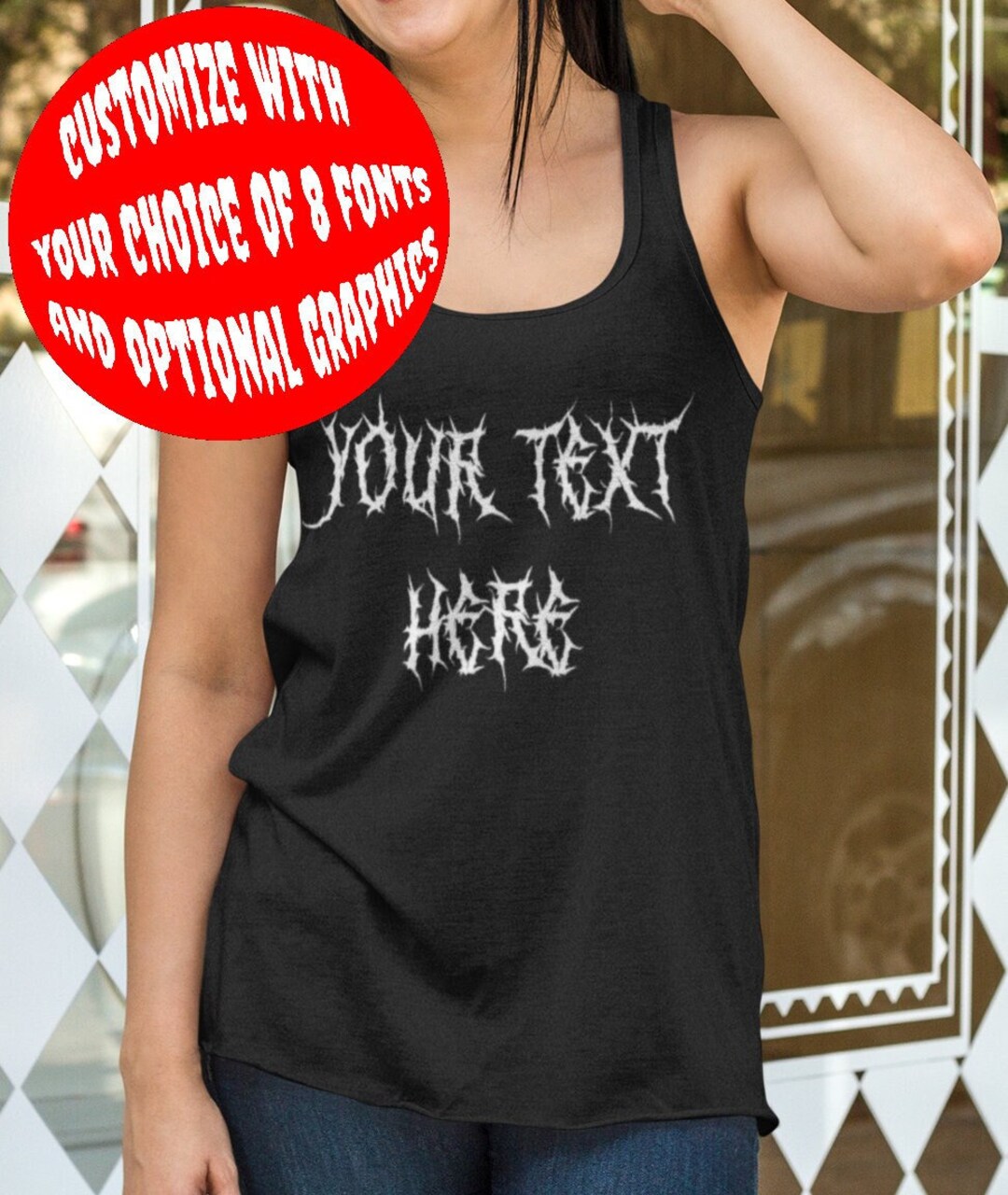 Heavy Metal Tank Top, Custom Tank Top, Your Text Here, Metal Font, Goth ...
