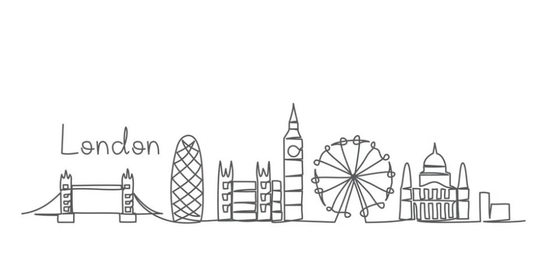 Landscape City of London.1 Line Drawing People, Animals, Landscape ...