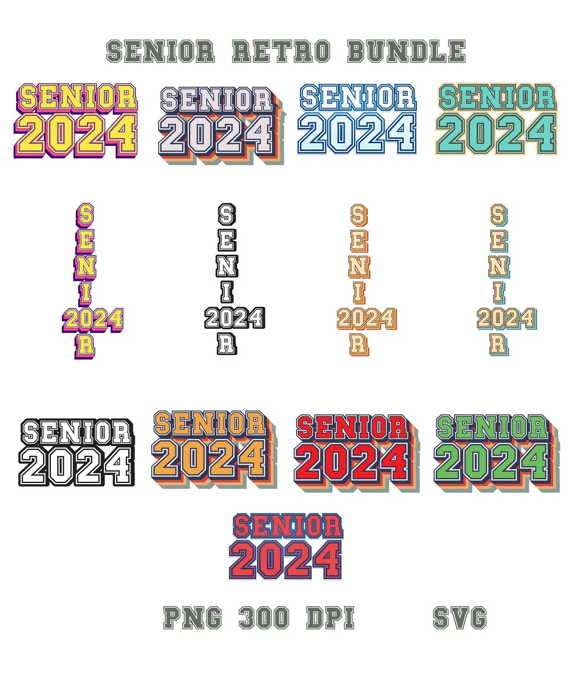 Retro Senior 2024 Bundle PNG Flag, 2024 Graduation Bundle, Class of ...
