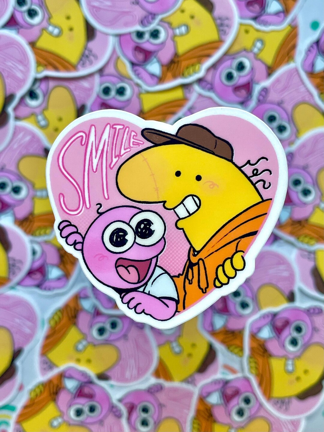Smiling Friends | Smile Charlie & Pim Heart 2" Vinyl Sticker - Etsy