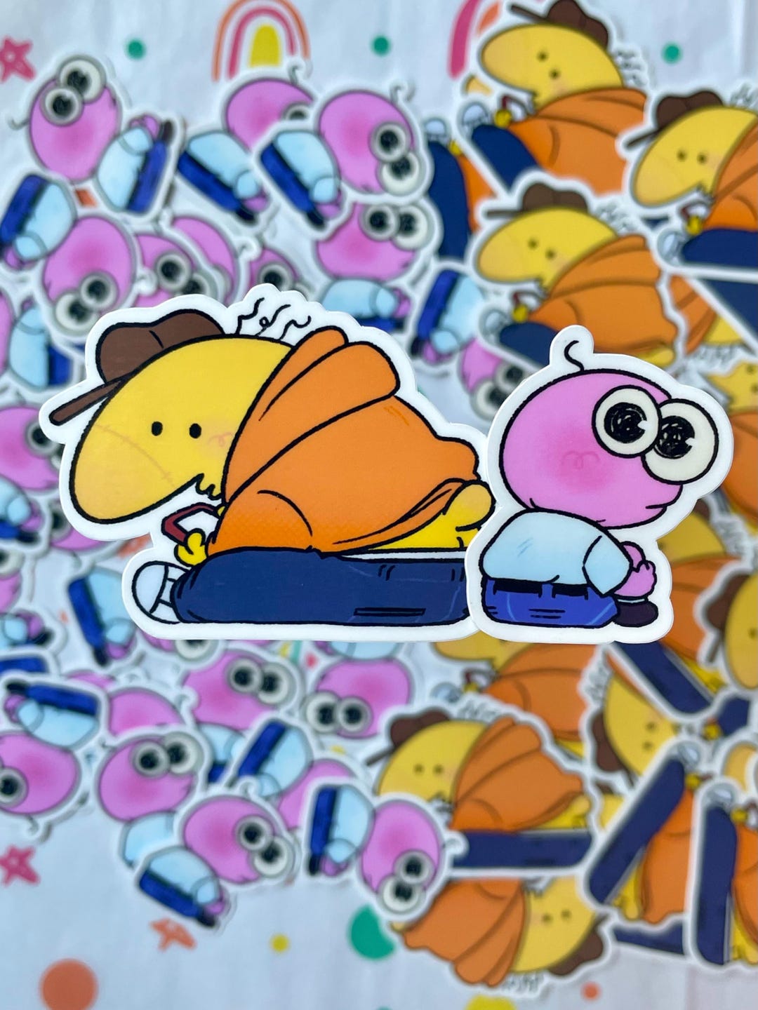 Smiling Friends | Charlie and Pim Sit 1.5" Vinyl Stickers - Etsy