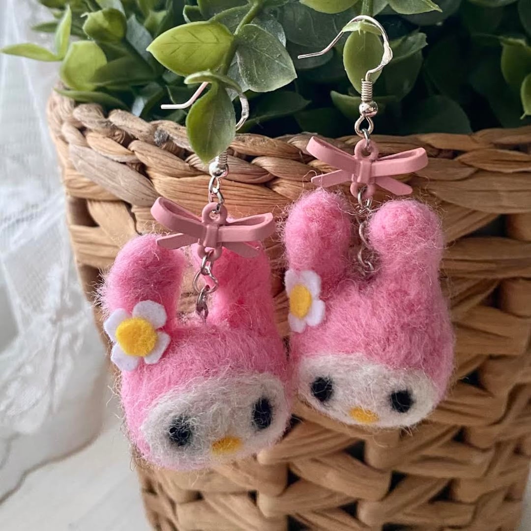 Sanrio My Melody Handmade Cute Needle Felt Earrings Gifts for - Etsy