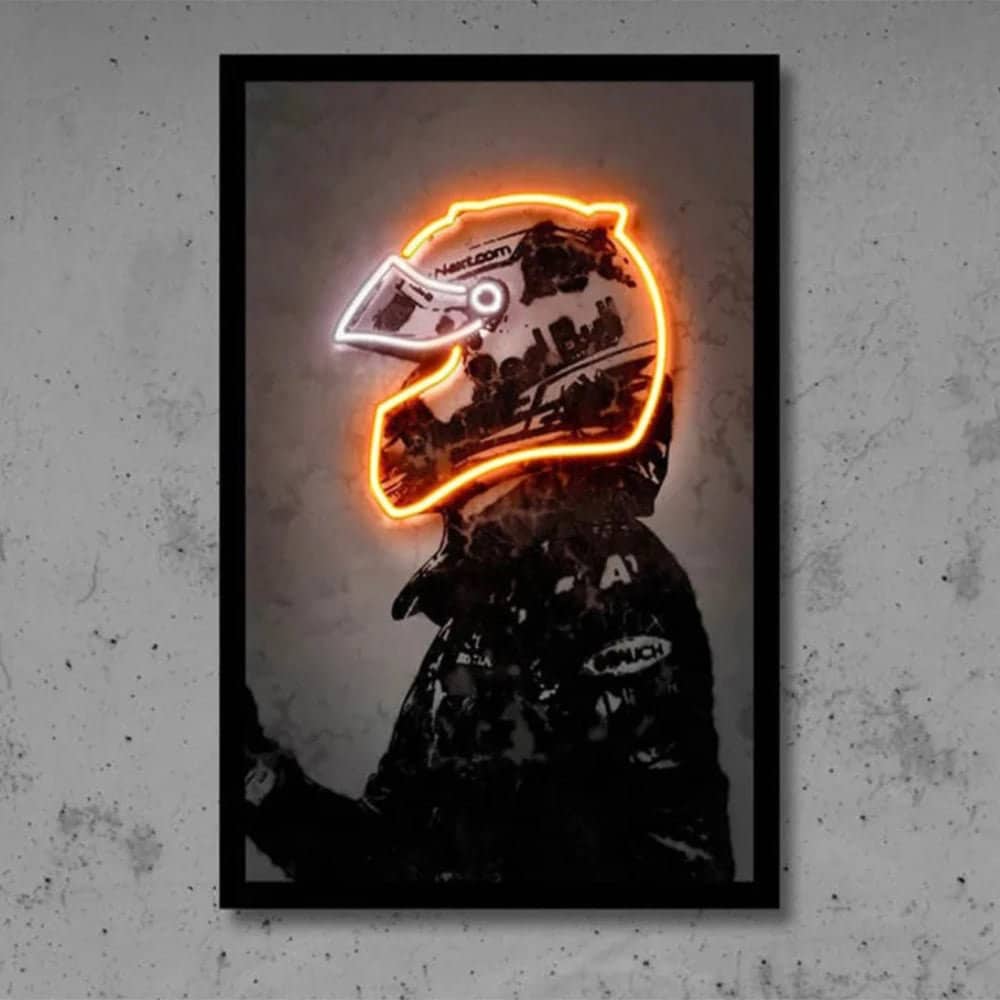 Abstract Ayrton Senna Neon Helmet Wall Art Canvas Painting Motorcycle ...