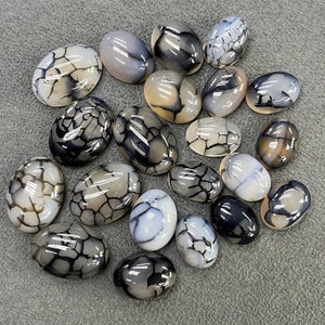 Natural Oval Black Dragon Vein Agate ,loose Natural Gemstone, Dragon ...