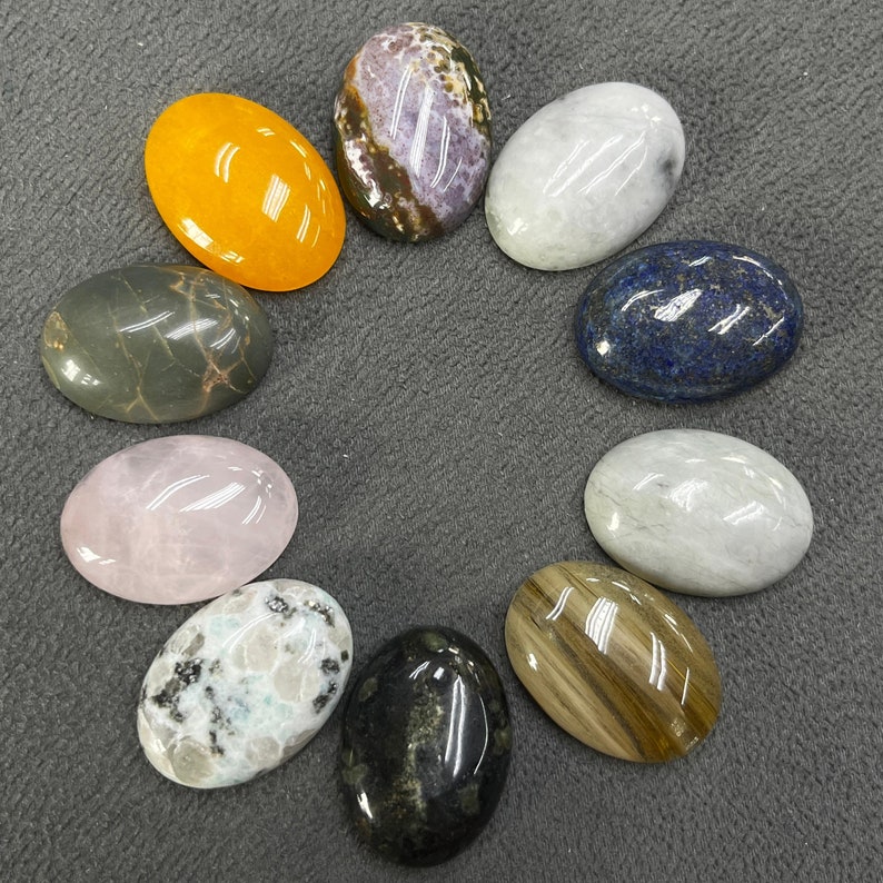 10 PCS Oval Mix Cabochon , Mix Color Stone Cabochons , Loose Gemstone ...
