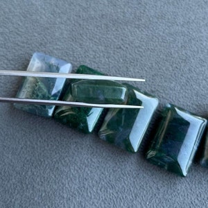 Natural Moss Agate Rectangle Shape Cabochon Loose Gemstone , Rectangle ...