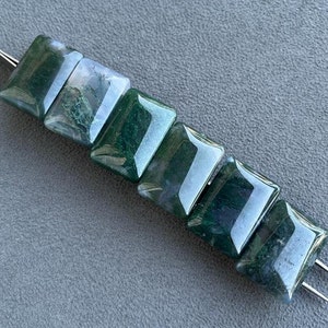 Natural Moss Agate Rectangle Shape Cabochon Loose Gemstone , Rectangle ...