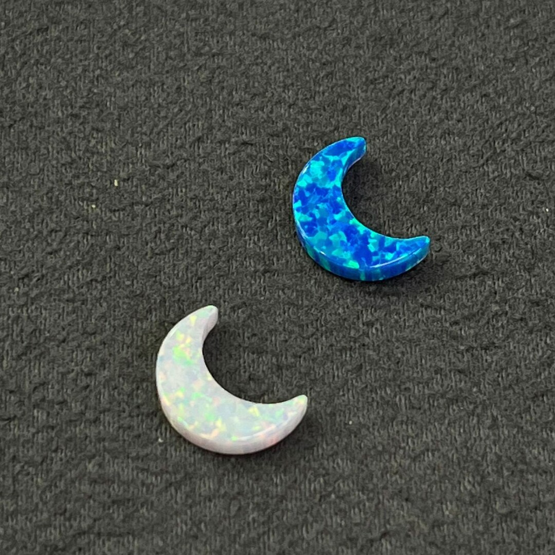 Superior Quality White & Sky Blue , Lab-grown Opal ,moon Shape , Lab Created Opal, Amazing ...