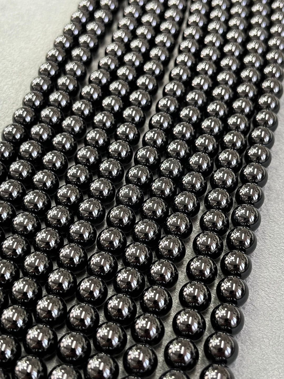 Superior Quality Natural Black Onyx Round Beads Highly Polished Smooth ...