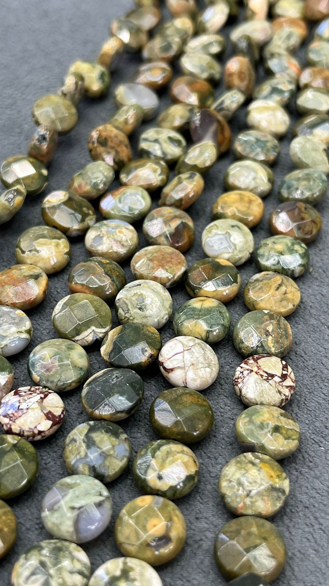 Superior Quality, Natural Rhyolite Coin Double Cut Faceted Beads With ...