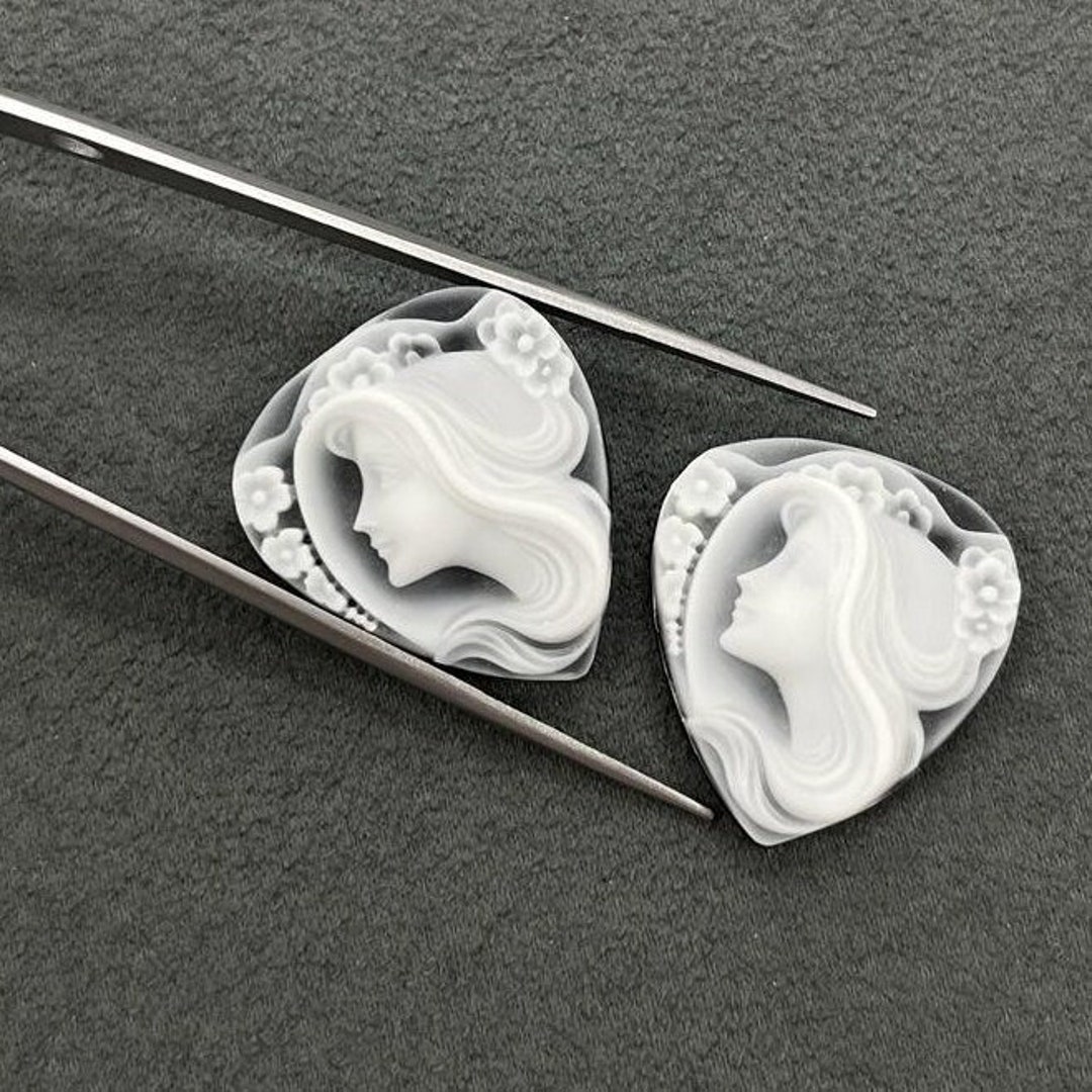 Black Cameo Pear Stone, Victorian Lady Cameo Stone ,black Cameo Stone ...