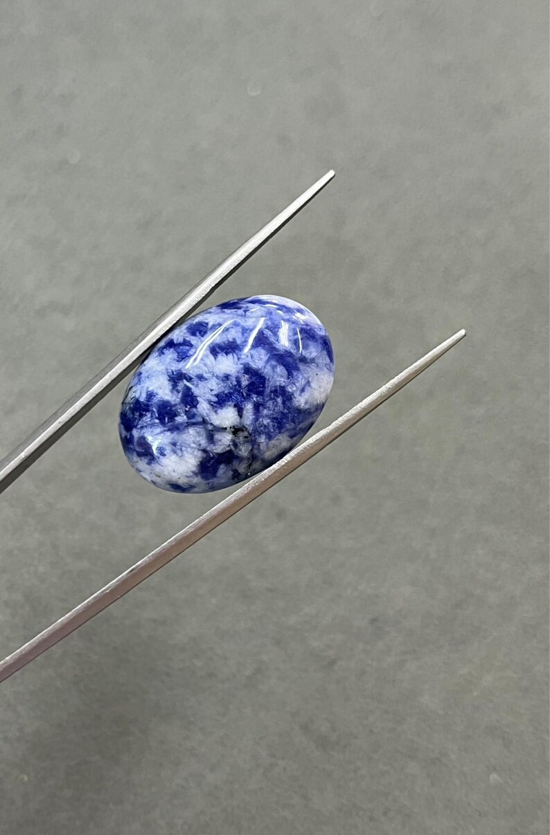 Natural Sodalite Cabochon, Blue White Oval Loose Gemstone, Flat Back ...