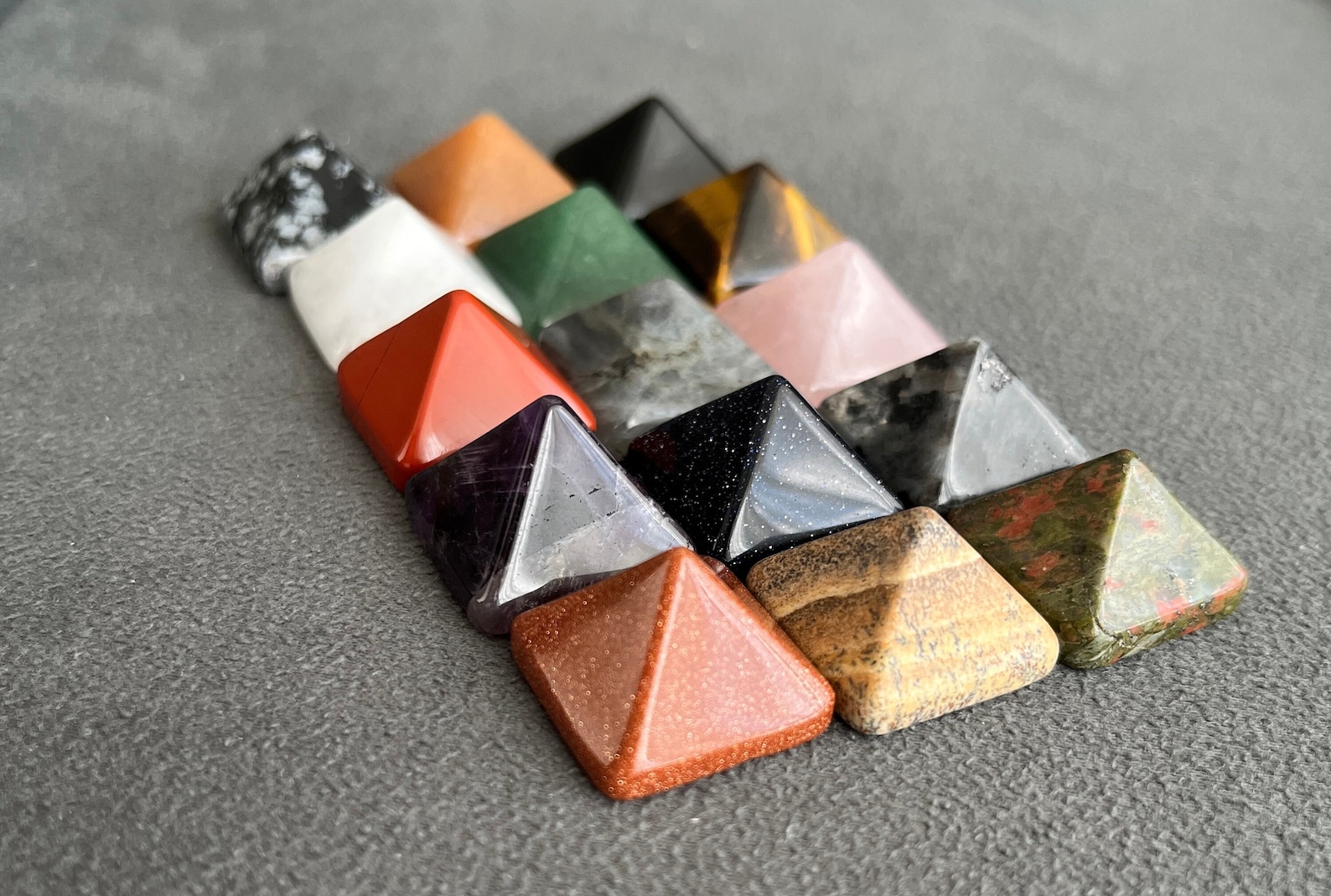 4 Pcs Lab-gold Sandstone Square Shape Pyramid ,gold Sandstone Pyramid ...