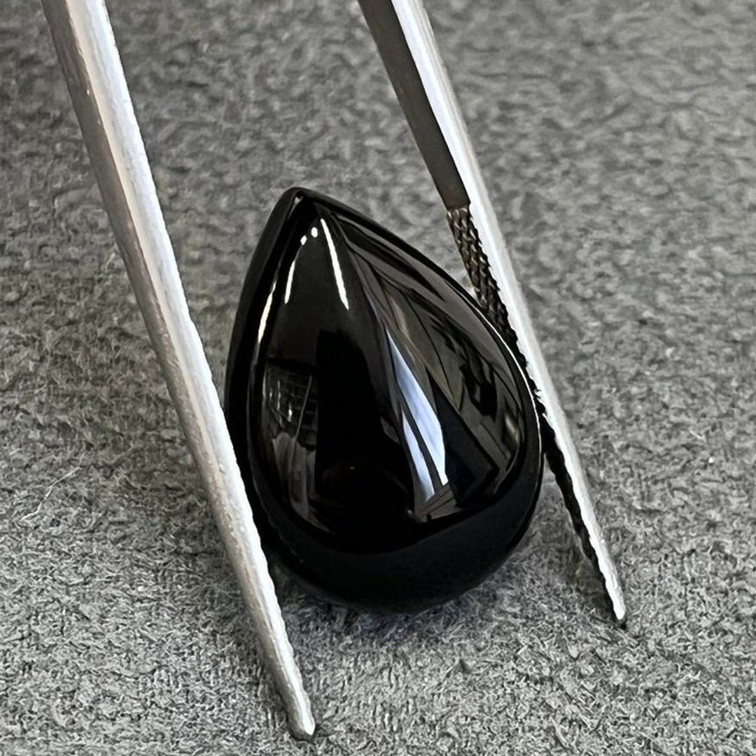 Natural Black Onyx Pear Cabochon, Pear Shape , Loose Natural Gemstone ...