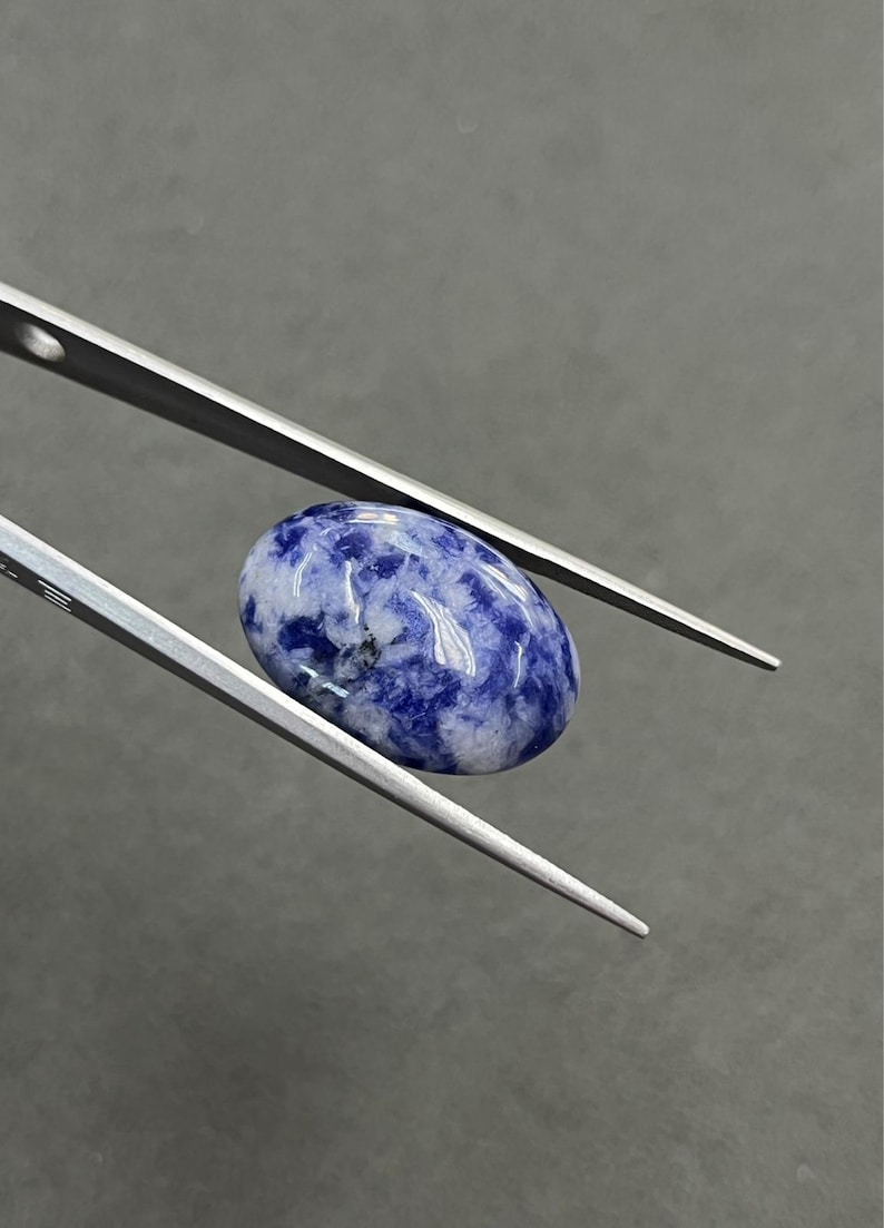 Natural Sodalite Cabochon, Blue White Oval Loose Gemstone, Flat Back ...
