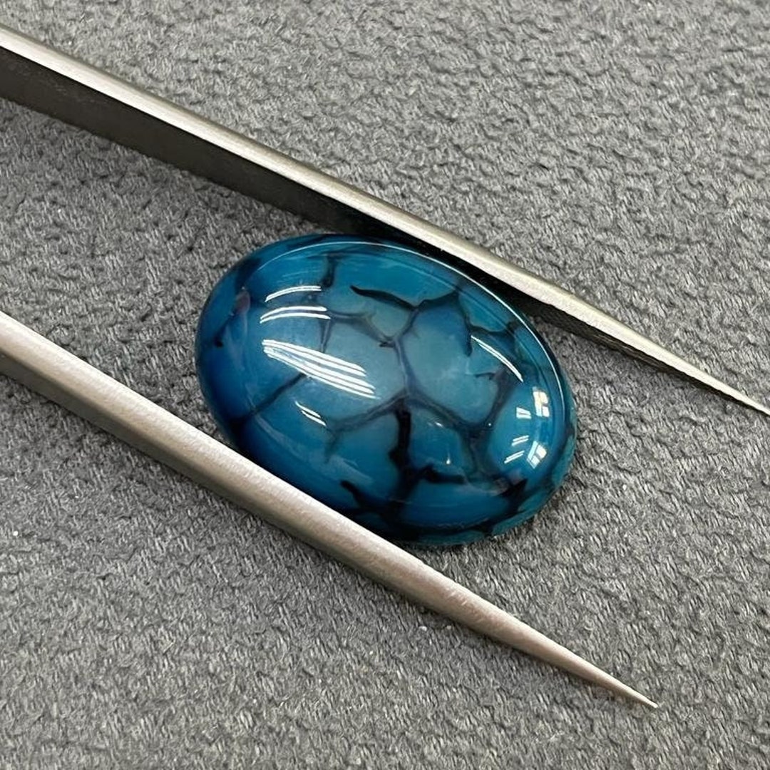 Natural Oval Blue Dragon Vein Agate ,loose Natural Gemstone, Dragon ...