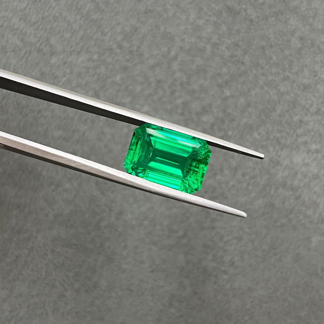 Lab Grown Octagon-step Cut Columbian Emerald, Hydrothermal Emerald ...