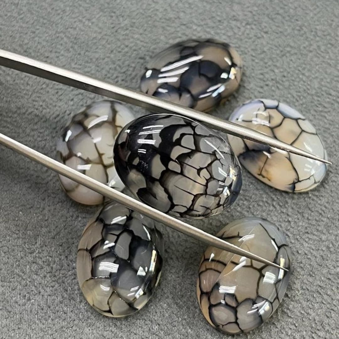 Natural Oval Black Dragon Vein Agate ,loose Natural Gemstone, Dragon ...