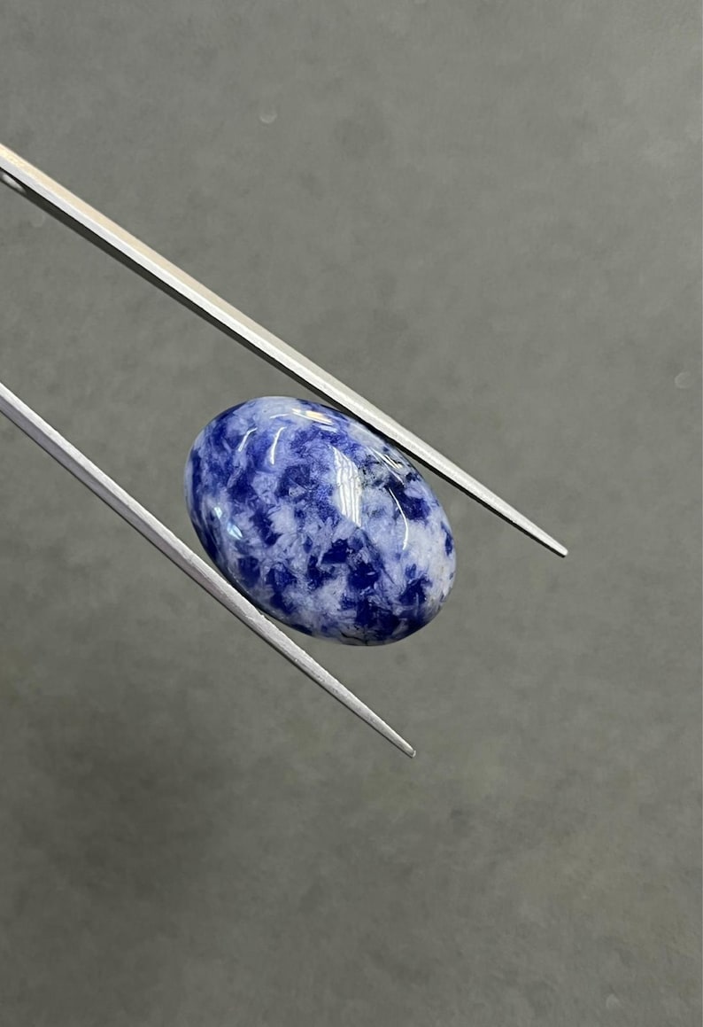 Natural Sodalite Cabochon, Blue White Oval Loose Gemstone, Flat Back ...