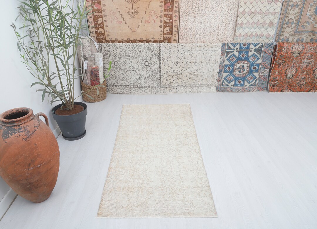 Small Size Rug, Natural Rug, Soft Turkish Rug, Turkish Vintage Rug, 3x7 ...