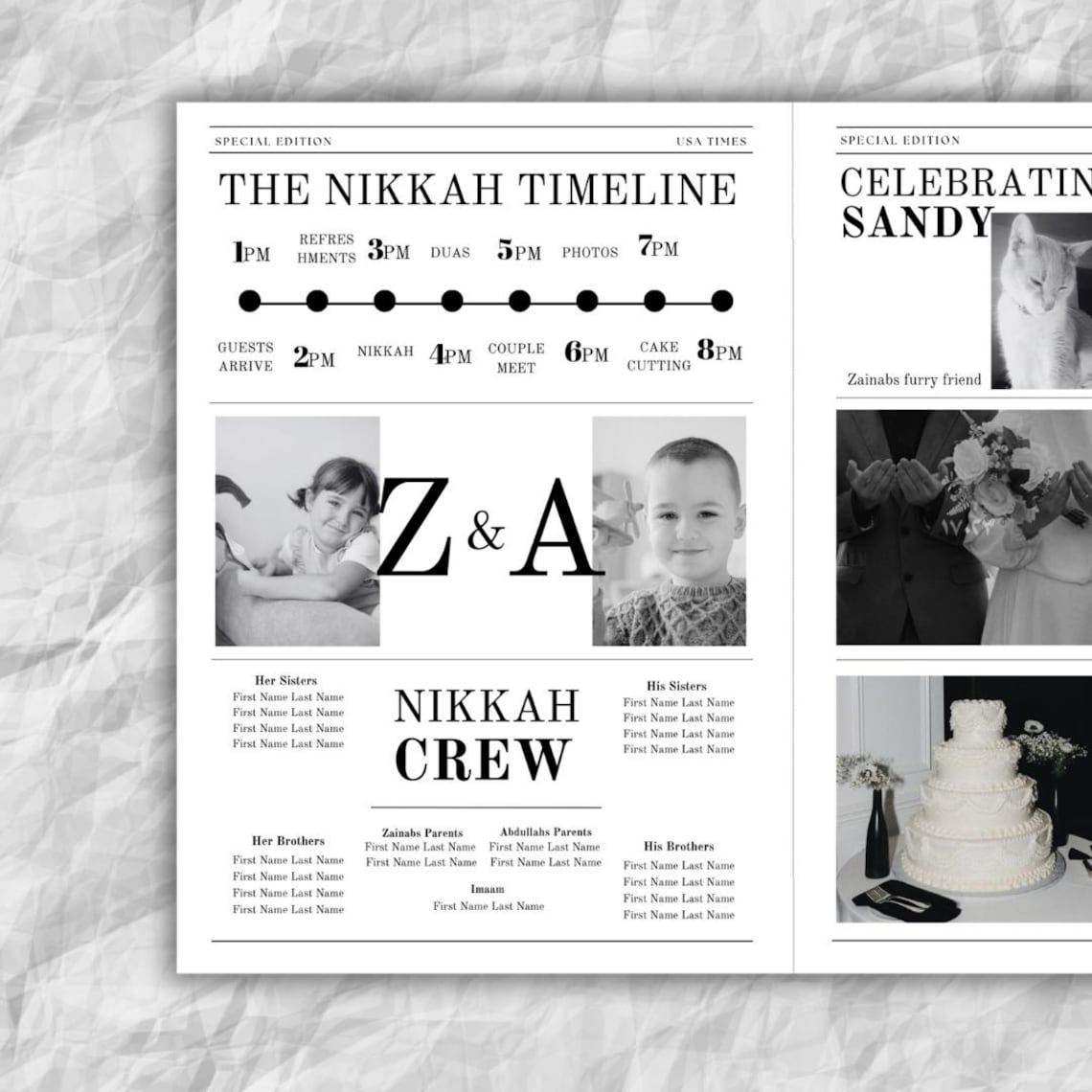 Modern Nikkah Program Newspaper Template, Islamic Wedding (canva, A2 ...