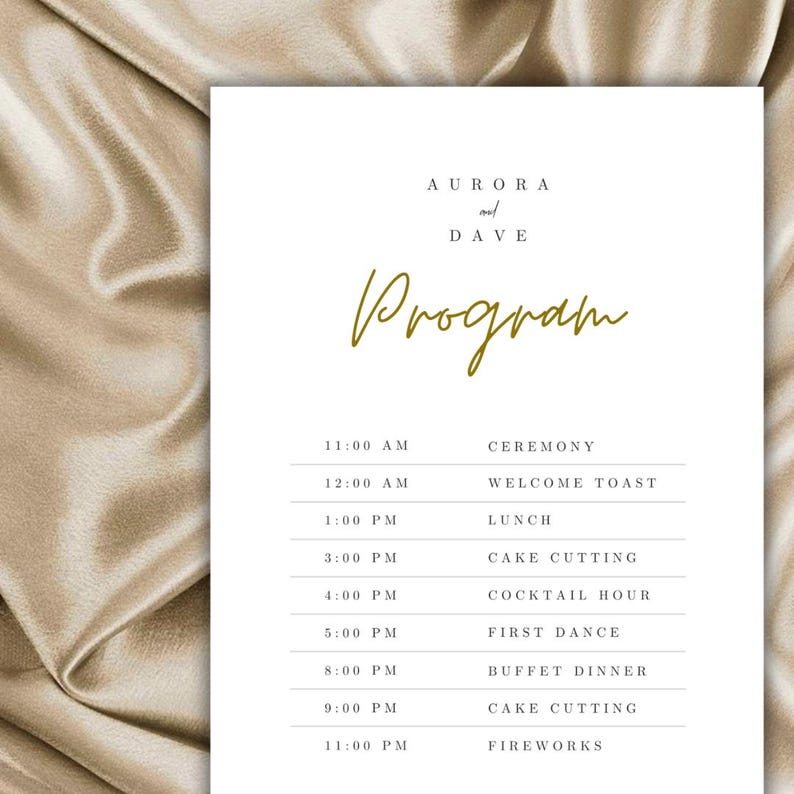 Custom Wedding Infographic Program Canva Template Wedding Itinerary ...