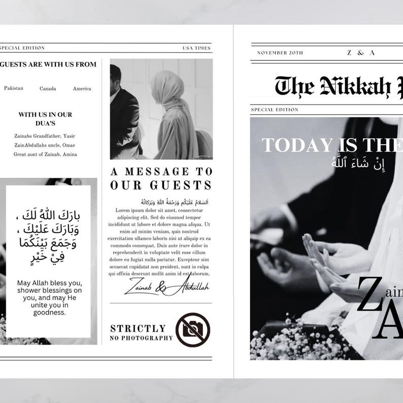 Modern Nikkah Program Newspaper Template, Islamic Wedding (canva, A2 ...
