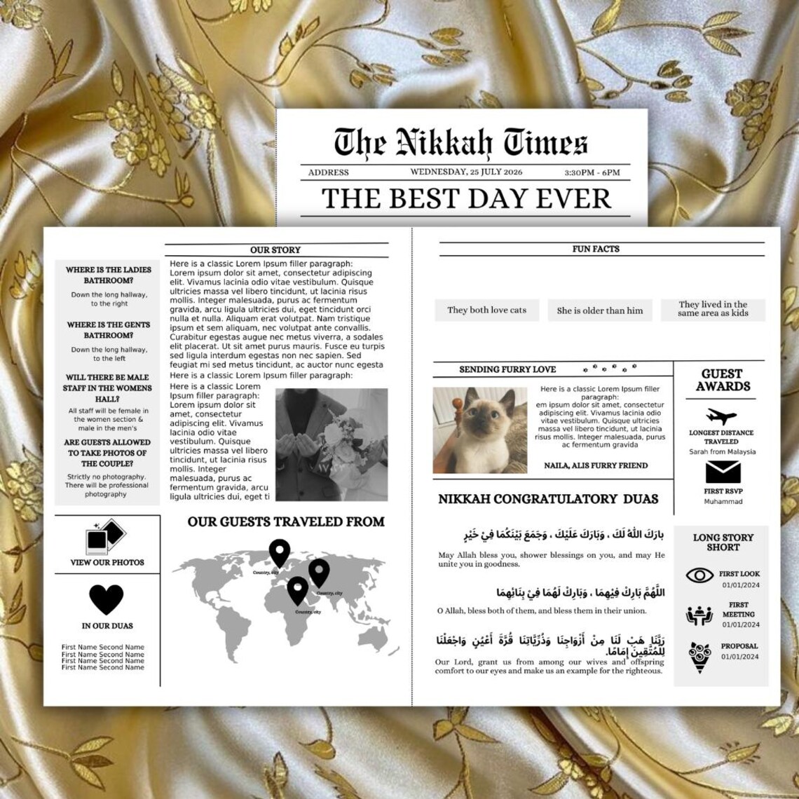 Custom Nikkah Newspaper Program, Muslim Wedding Keepsake (canva ...