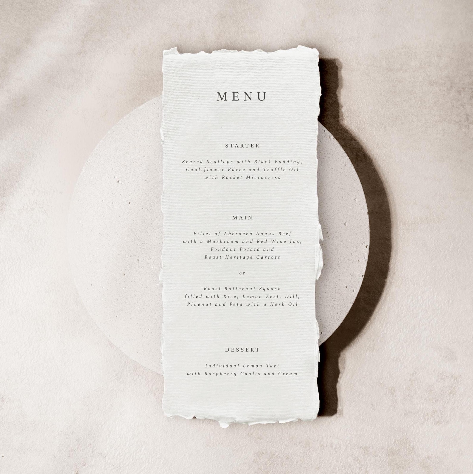 Handmade Paper Wedding Menu, Wedding Menu Card, Elegant Wedding Menu ...