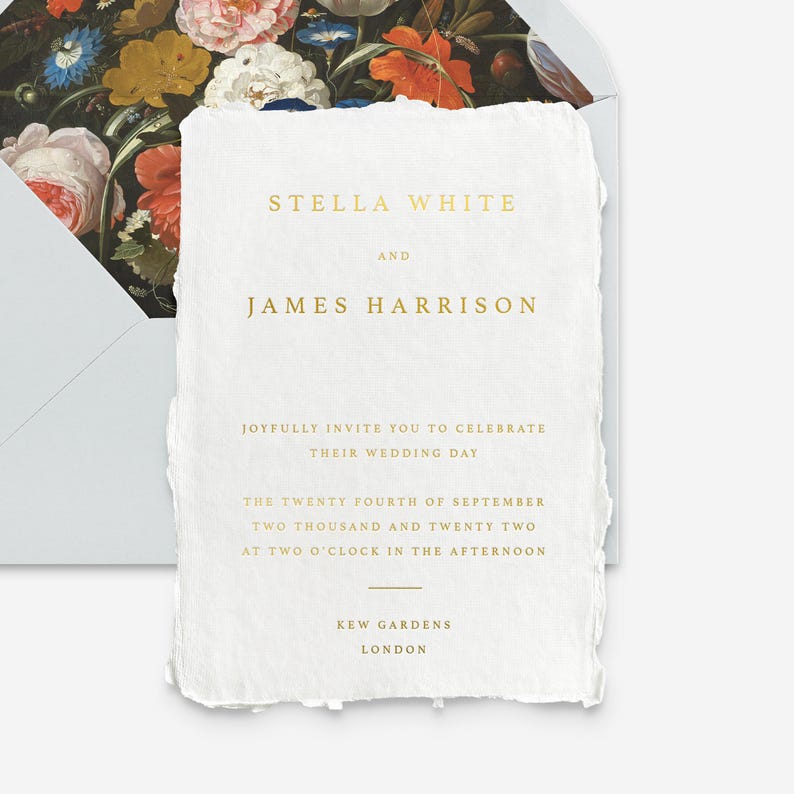Classic Gold Foil Handmade Paper Wedding Invitation, Luxury Foil ...