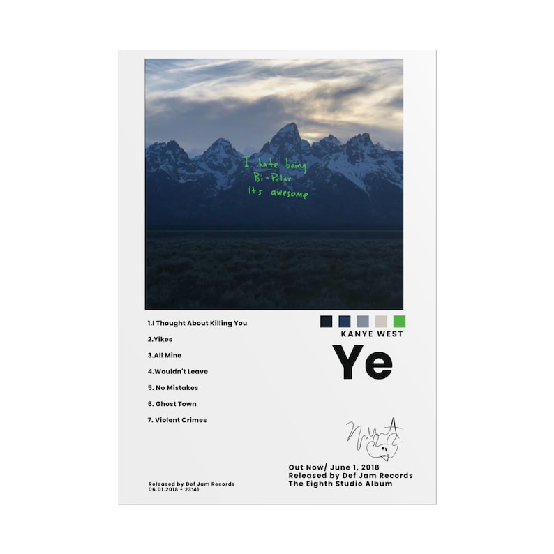 Kanye West - Ye (light Poster) - Etsy