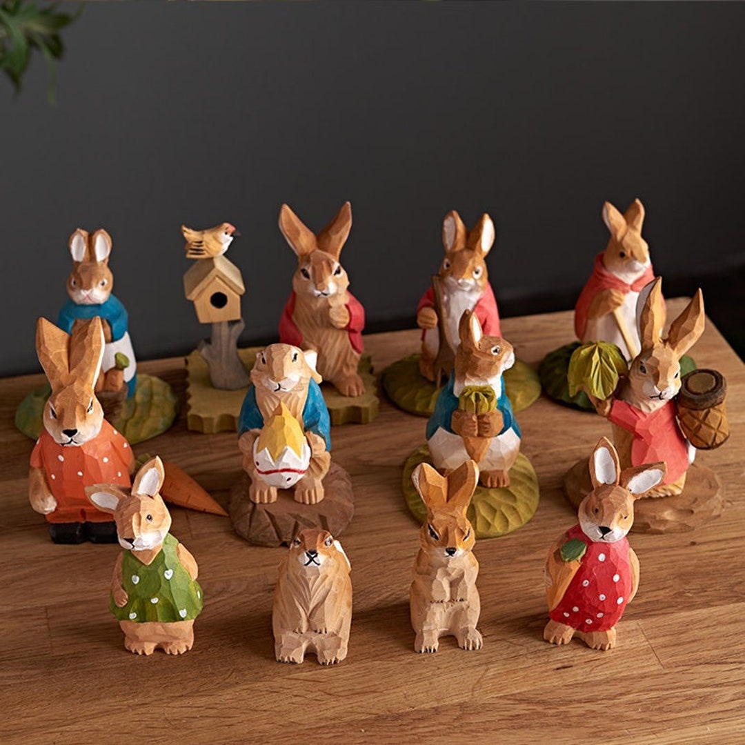 Cute Rabbit Woodwork Carving Ornament Holiday Gift - Etsy