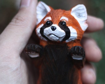 Carved Wooden Red Panda - Etsy