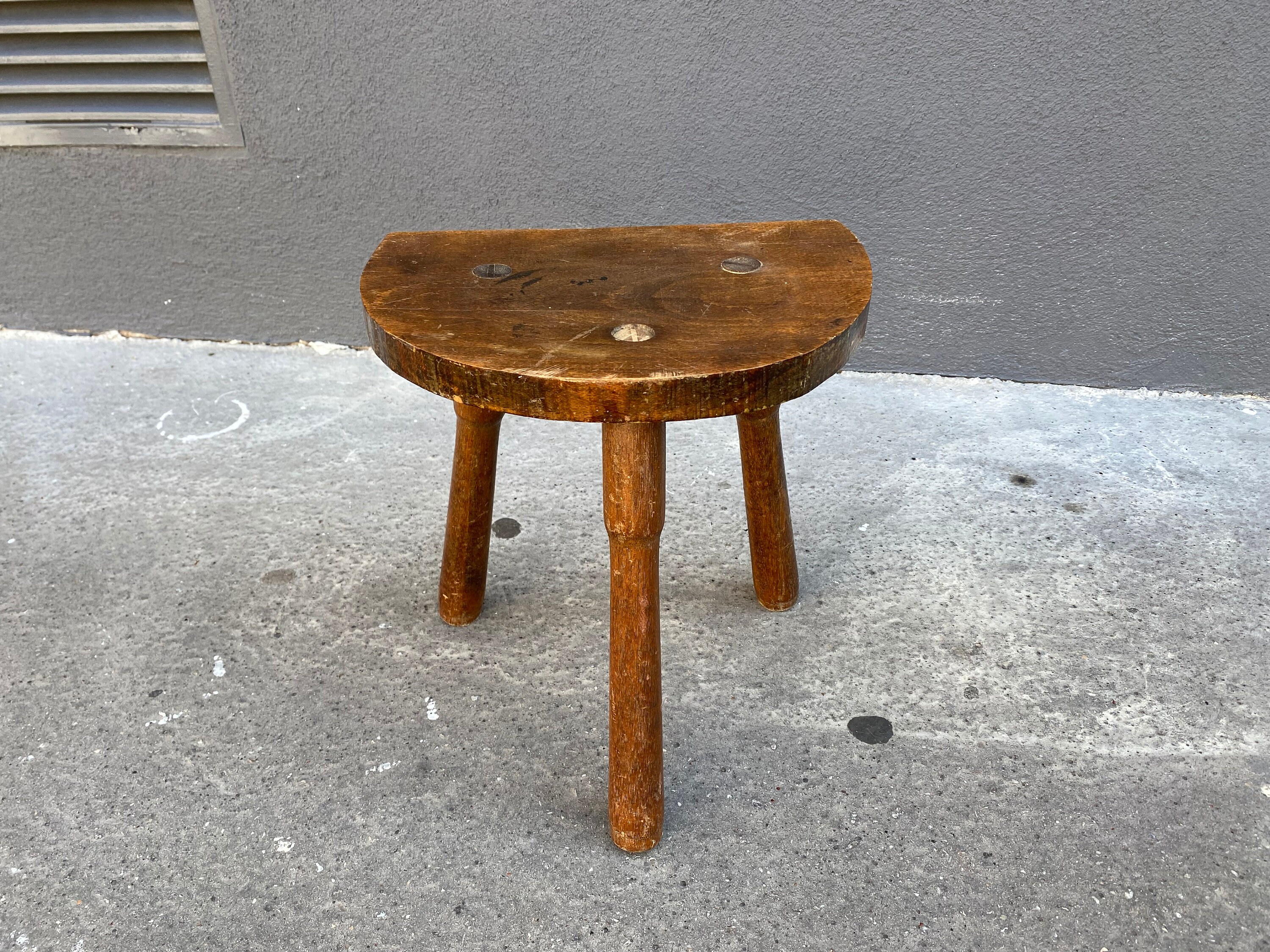 French Antique Farmhouse Stool in Varnished Dark Wood Rustic - Etsy
