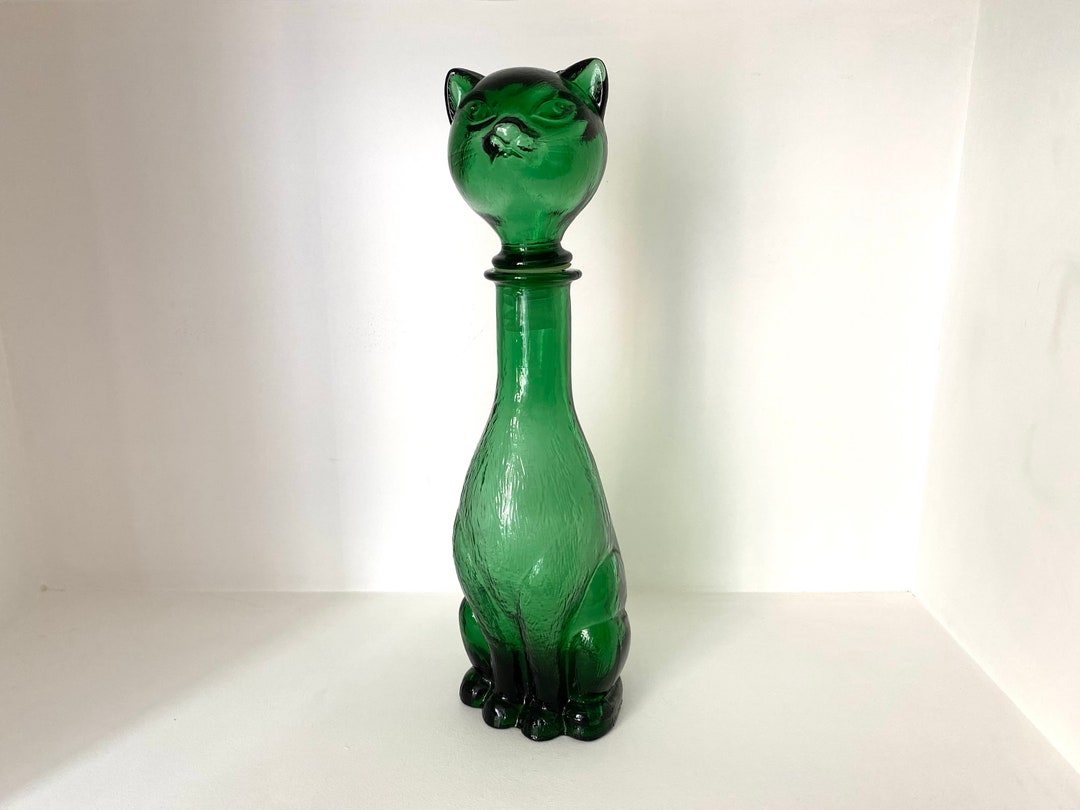 60s Empoli Glass Cat Decanter Vintage Zoomorphic Italian - Etsy